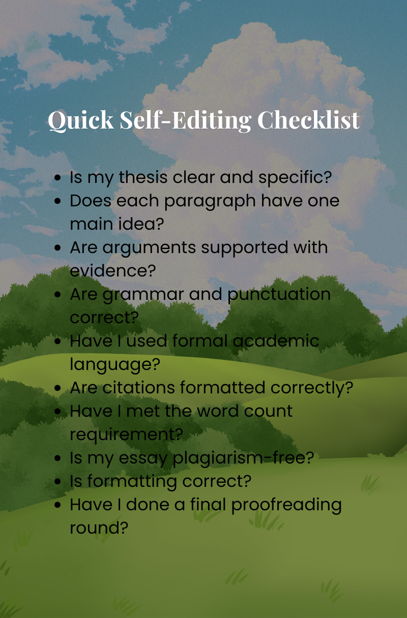 Self editing checklist in Essay - The Assignment Ninjas